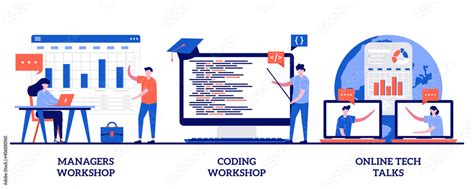 Managers Coding Workshop Online Tech Talks Concept With Tiny People