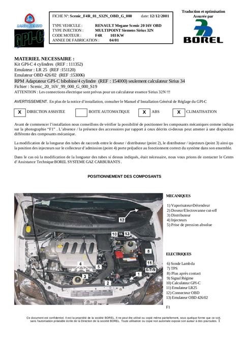 Installation kit GPI C pour Renault Mégane Scénic 2 0 16 V par laurent