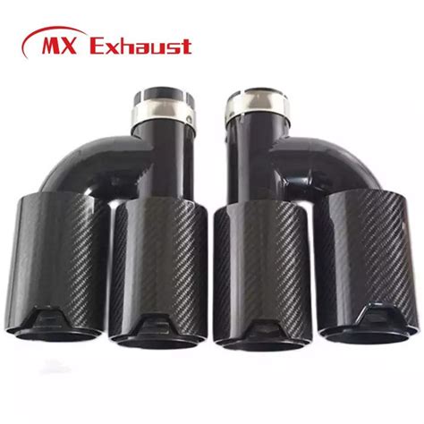 Universal Dual Outlet H Type Carbon Fiber Stainless Steel For Car Pipe Real Carbon Muffler Tip