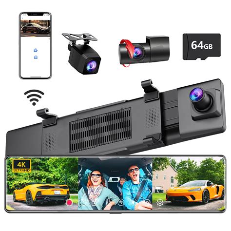 12 Dual Mirror Dash Cam 1080p Fhd Dual Dash Cam For Cars With Smart