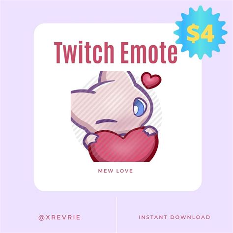 Mew Love Pokemon Emote For Twitch Discord Youtube Etc Etsy
