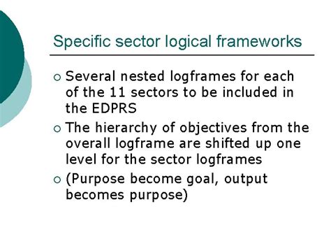 Logical Framework To Structure The Edprs A Quick
