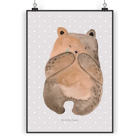 Mr And Mrs Panda Poster Din A5 Bär Verlust Grau Pastell Geschenk