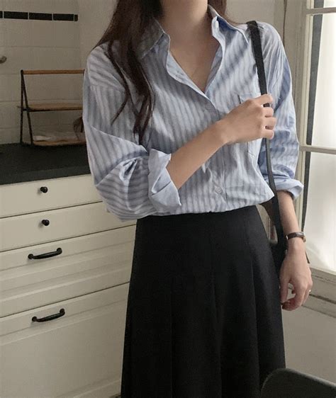 스프링샌드 봄셔츠🌷당일출고 탄탄 고퀼리티 루즈핏 스트라이프 셔츠 2col