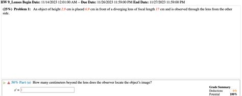 Solved Hw 9lenses Begin Date 11142023 120100 Am Due