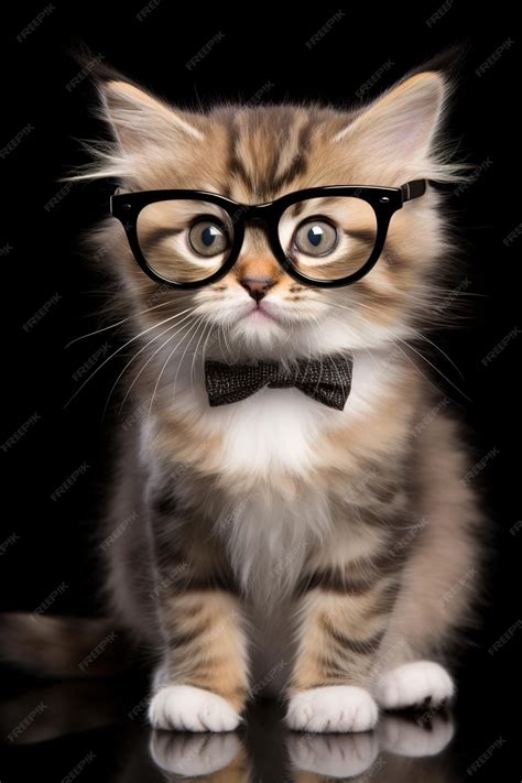 Premium Ai Image Closeup Portrait Of Funny Cat Wearing Glasses