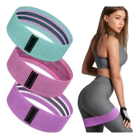 Set 3 Bandas Tela Elástica Loop Ligas De Ejercicio Gym Cuotas sin interés