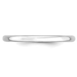 2mm Comfort Fit Lightweight Plain Wedding Band In 10k White Gold