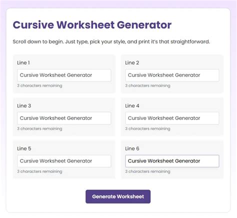 Cursive Worksheet Generator Online Alphabet In Cursive