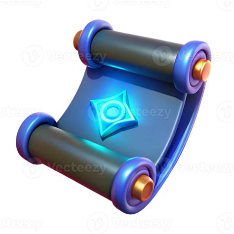 Dramatic Vintage Glowing Blue Scroll 3d Render High Quality 56555060 Png