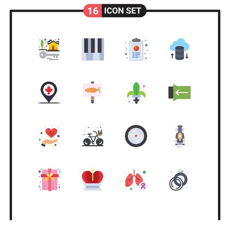 16 User Interface Flat Color Pack Of Modern Signs And Symbols Of Location Hosting Network Sound