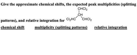Solved Give The Approximate Chemical Shifts The Expected