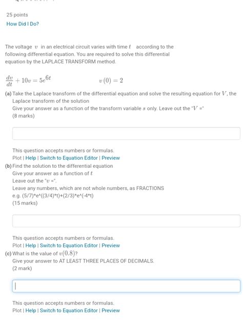 Solved 25 PointsHow Did I Do The Voltage V In An Chegg Com