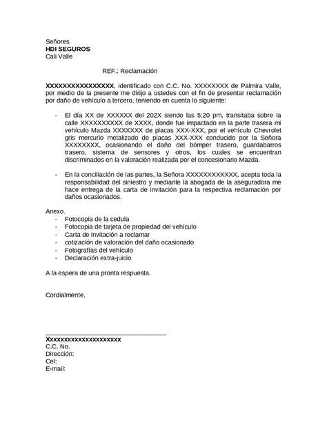 ReclamaciÓn Hdi Seguros Colombia Ejercicios De Derecho De Seguros