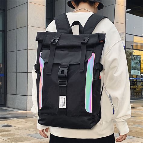 双肩包男潮牌大容量工装风运动背包潮高中生大学生书包男生旅行包虎窝淘