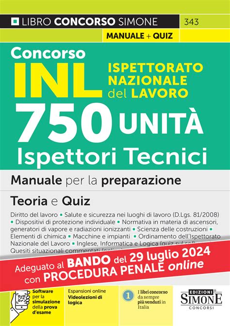 Manuale Concorso INL Ispettorato Nazionale Del Lavoro 750 Posti
