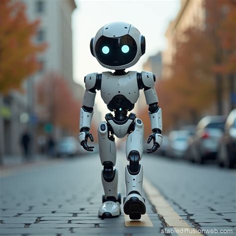 Robot Walking On The Street Stable Diffusion Online