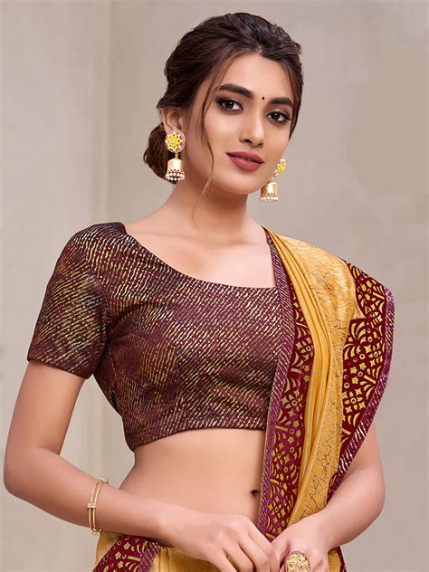 Yellow Indian Saree In Silk Georgette