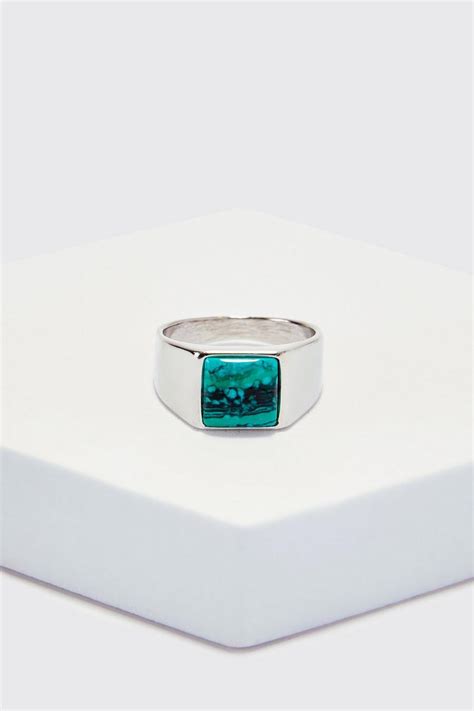 Square Gem Signet Ring Boohoo