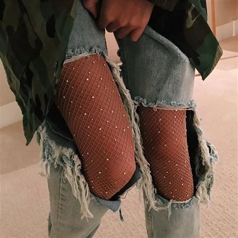 2017 Fashion Sexy Women Diamond Fishnet Thigh High Stockings Pantyhose