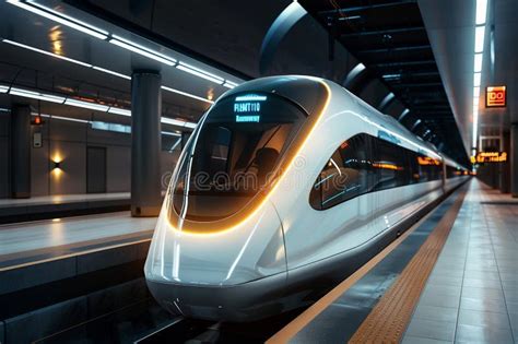 Modern High Speed Train In Fast Motion Passes Through Railway Stations