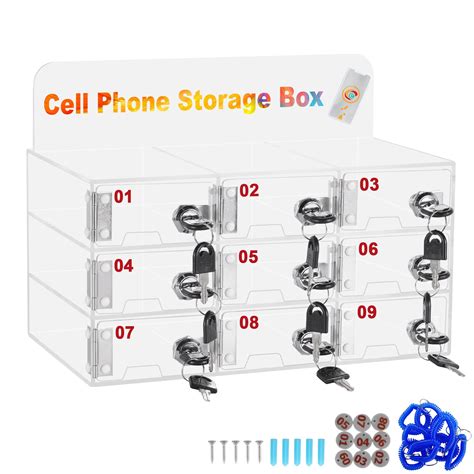 Cell Phone Locker Box Acrylic Cell Phone Storage Cabinet Wall Mounted