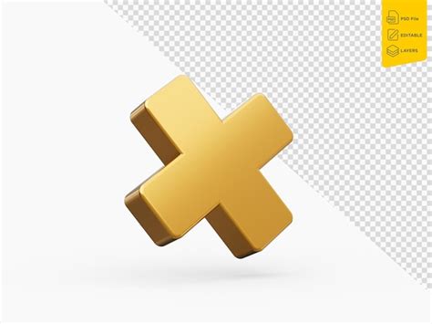 Premium Psd Mathematical Gold Multiply Symbol 3d Style Isolated Object On White Background 3d
