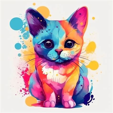 Premium Photo Colorful Cute Cat Illustration10
