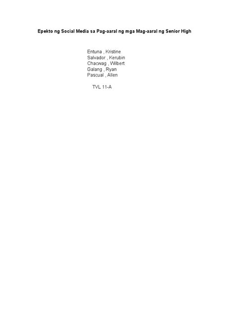 Epekto Ng Social Media Sa Pag Johnlloyd Pdf