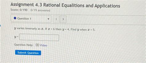 Solved Assignment 43 Rational Equalitions And