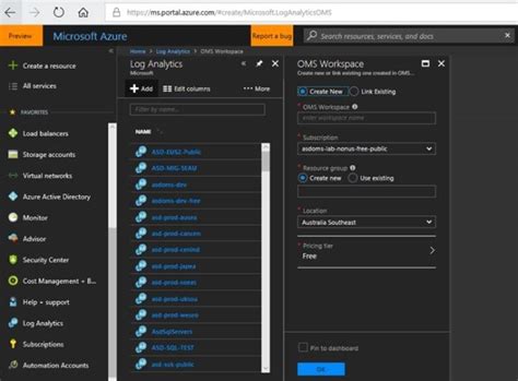 Criar Um Novo Espaço De Trabalho Do Azure Log Analytics No Azure