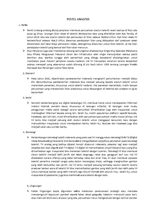 Pestel Analysis Assignment PESTEL ANALYSIS Politik Revisi Undang