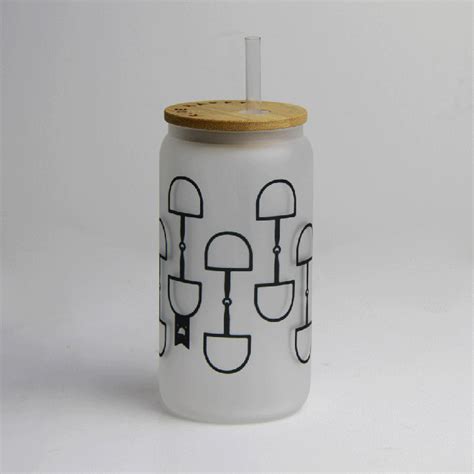D Ring Glass Tumbler With Bamboo Lid And Straw Log Cabin Tack