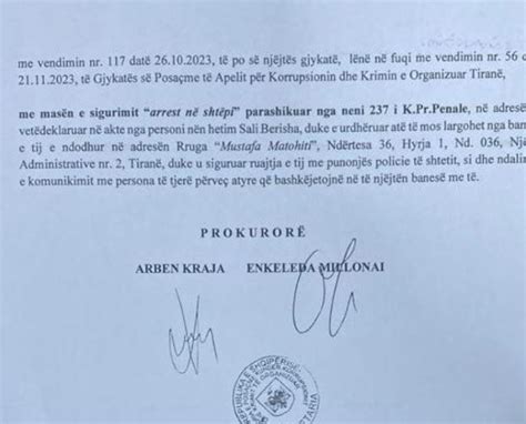 SPAK Berisha të mos komunikojë me persona të tjerë përveç familjes