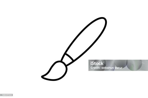 페인트 브러시 아이콘입니다 회화와 창의성의 고전적인 상징과 관련된 아이콘 선 아이콘 스타일 간단한 벡터 디자인 편집 가능 고급에 대한 스톡 벡터 아트 및 기타 이미지