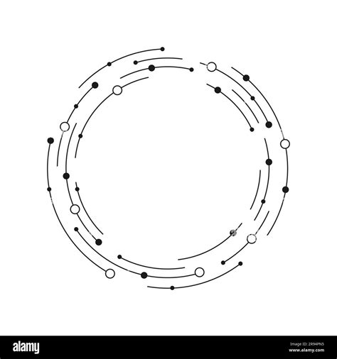 Round Frame Of Dashed Circular Lines And Circles On A White Background
