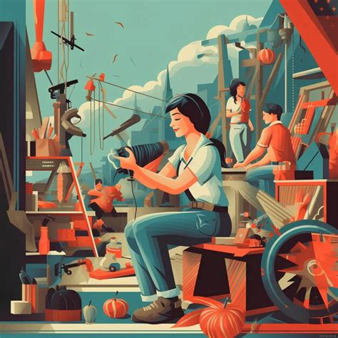 Labor Day With Diffrent Workers Copy Space Premium Ai Generated Image