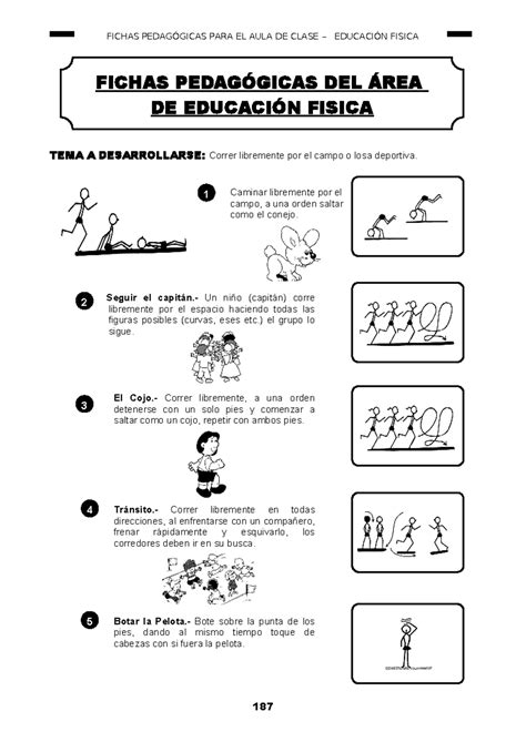 Fichas Pedagógicas educacion fisica TEMA A DESARROLLARSE Correr libremente por el campo o