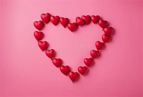 Pink Heart Pillow Space Copy Flat View Lay Concept Isolated Background