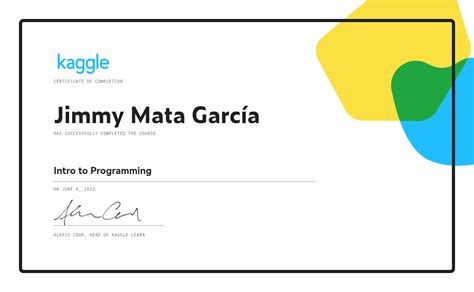 jimmy mata garcía completed the intro to programming course on kaggle