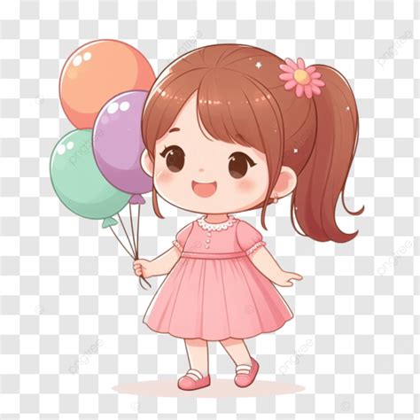 풍선을 들고 있는 꼬마 소녀 꼬마 소녀 풍선과 함께 귀여운 소녀 Png 일러스트 및 이미지 에 대한 무료 다운로드