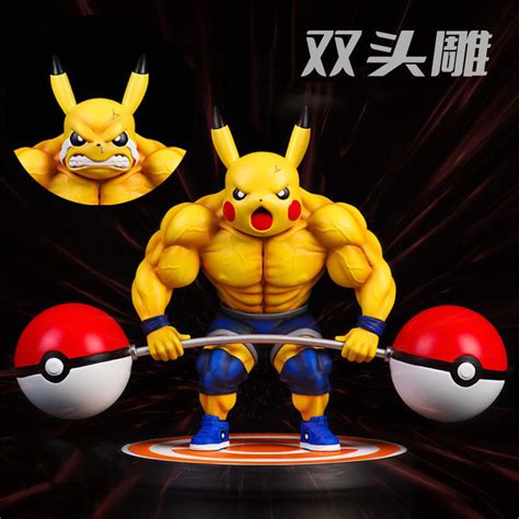 New Pokemon Muscle Fitness Pikachu Action Figure Weightlifting Strong