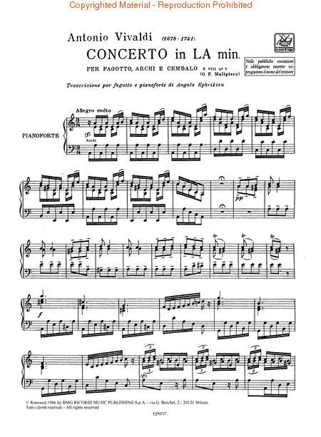 Concerto In A Minor For Bassoon Strings And Basso Continuo Rv497 By