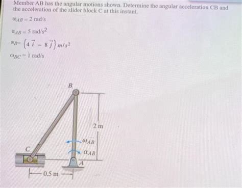 solved member ab has the angular motions shown determine