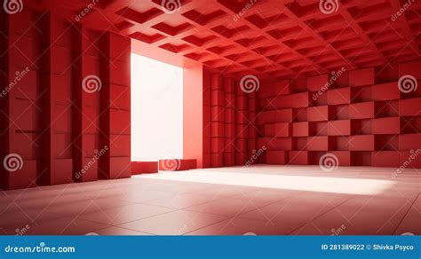 Architecture Modern Red Theme Background 3d Display Generative Ai Stock Illustration