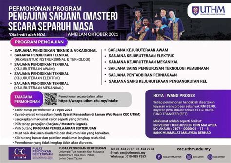 Permohonan Program Pengajian Sarjana Master Separuh Masa Uthm Edu