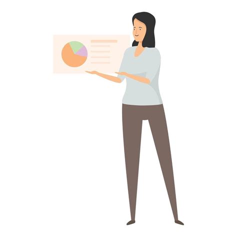 businesswoman presenting data analysis using pie chart illustration