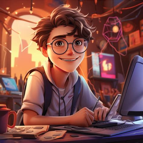 Premium AI Image Nerd Babe Character Doing Homework