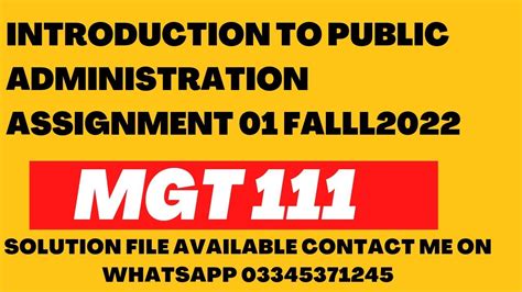 MGt 111 Assignment Solution Fall2022 YouTube