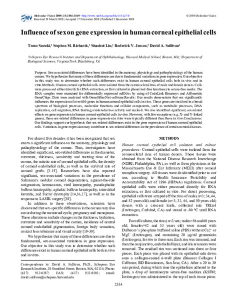 Pdf Influence Of Sex On Gene Expression In Human Corneal Epithelial Cells